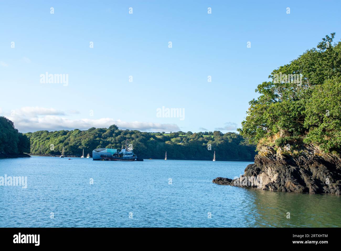River Fal, Cornwall, UK - August 2023: View from outside Trelissick ...