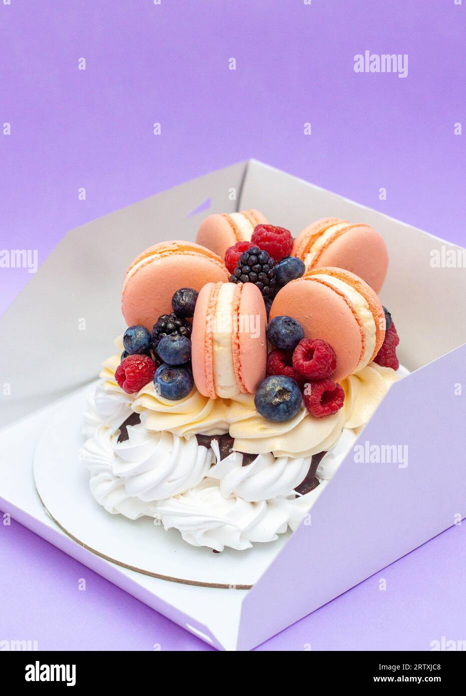 Delicious dessert with whipped egg whites, cream cheese swirls ...