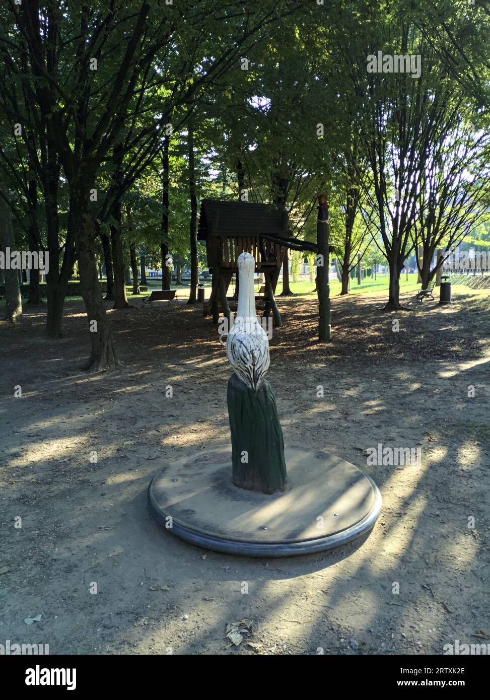 Swing in a playground summer a swing hanging seat hi-res stock ...