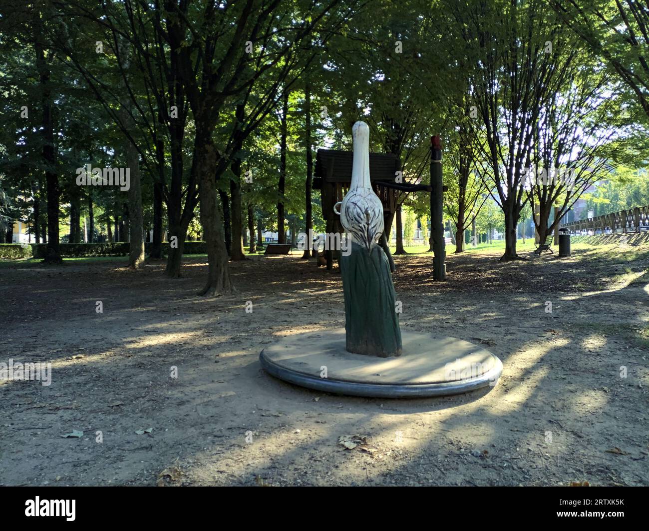 Swing in a playground summer a swing hanging seat hi-res stock ...
