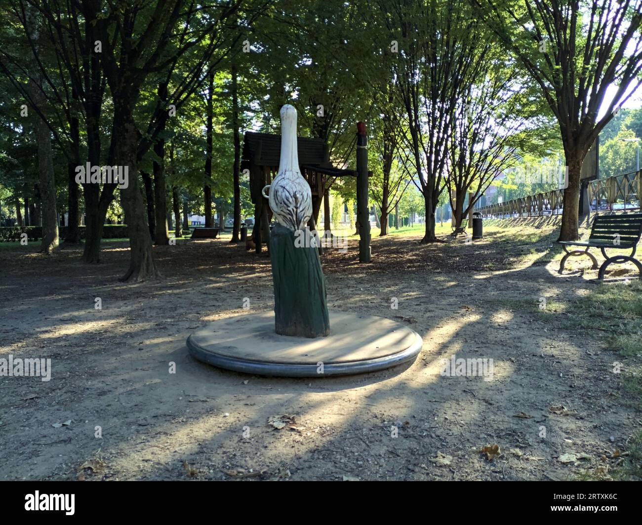 Swing in a playground summer a swing hanging seat hi-res stock ...