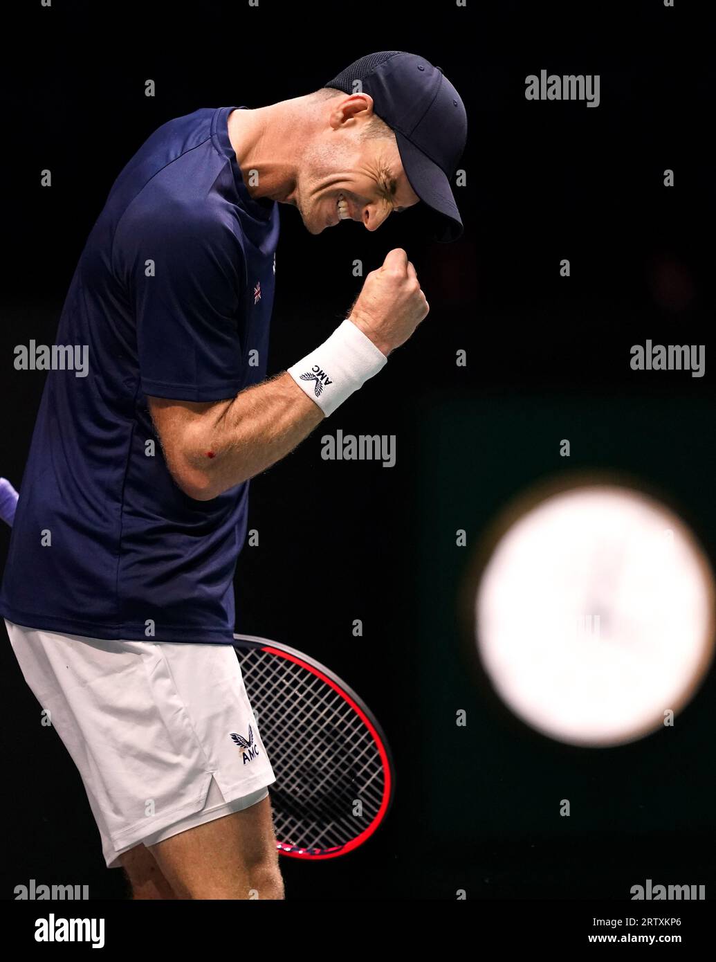 Great Britain's Andy Murray celebrates breaking serve in the third set ...