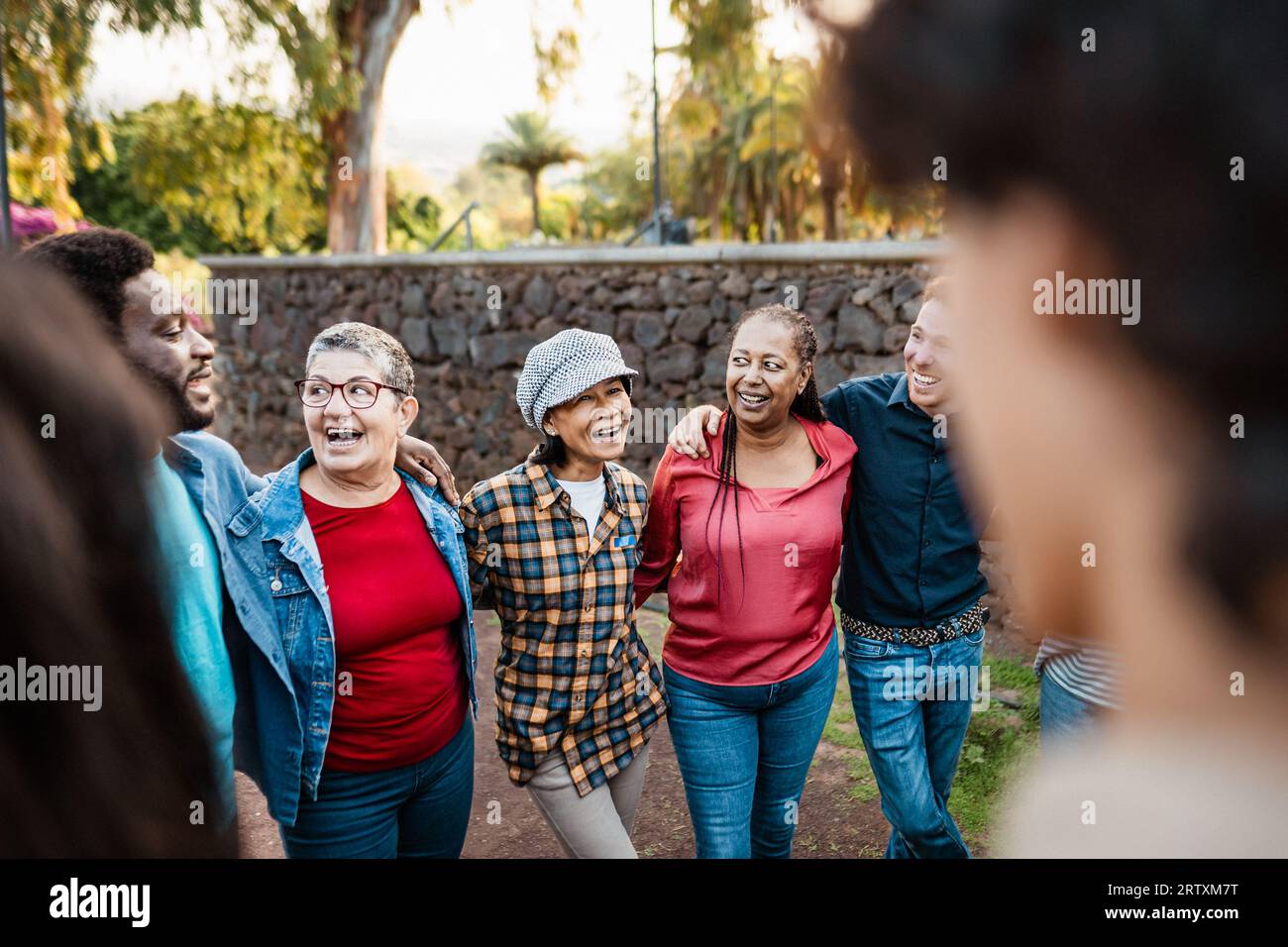 Happy multigenerational group of people with different ethnicities ...