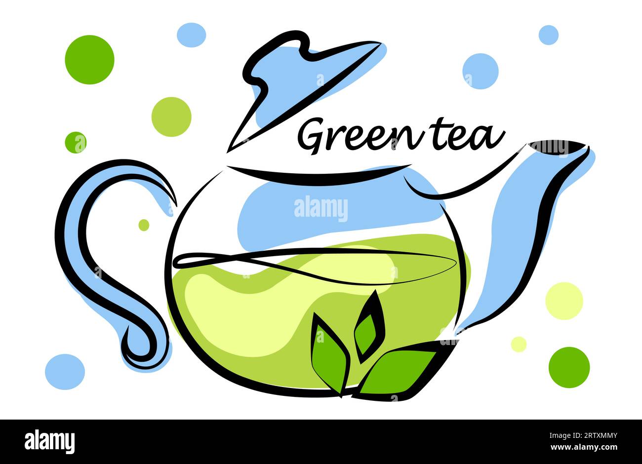 Teapot cup green tea Stock Vector Images - Alamy