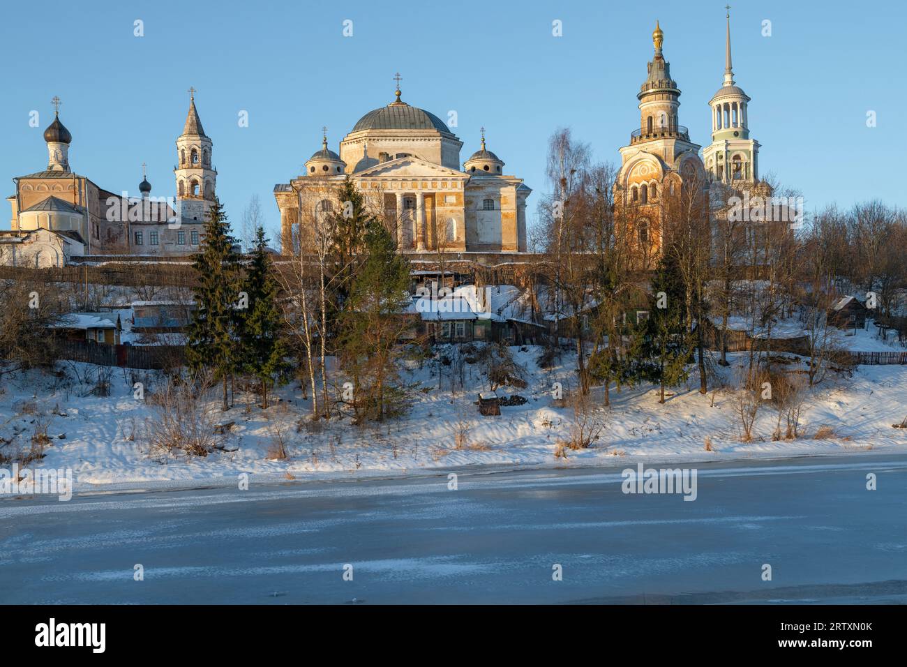 January morning at the ancient Boris and Gleb Monastery. Torzhok. Tver ...