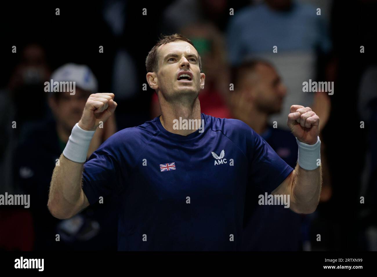 Andy Murray (GBR) celebrates winning his game against Leandro Riedi ...