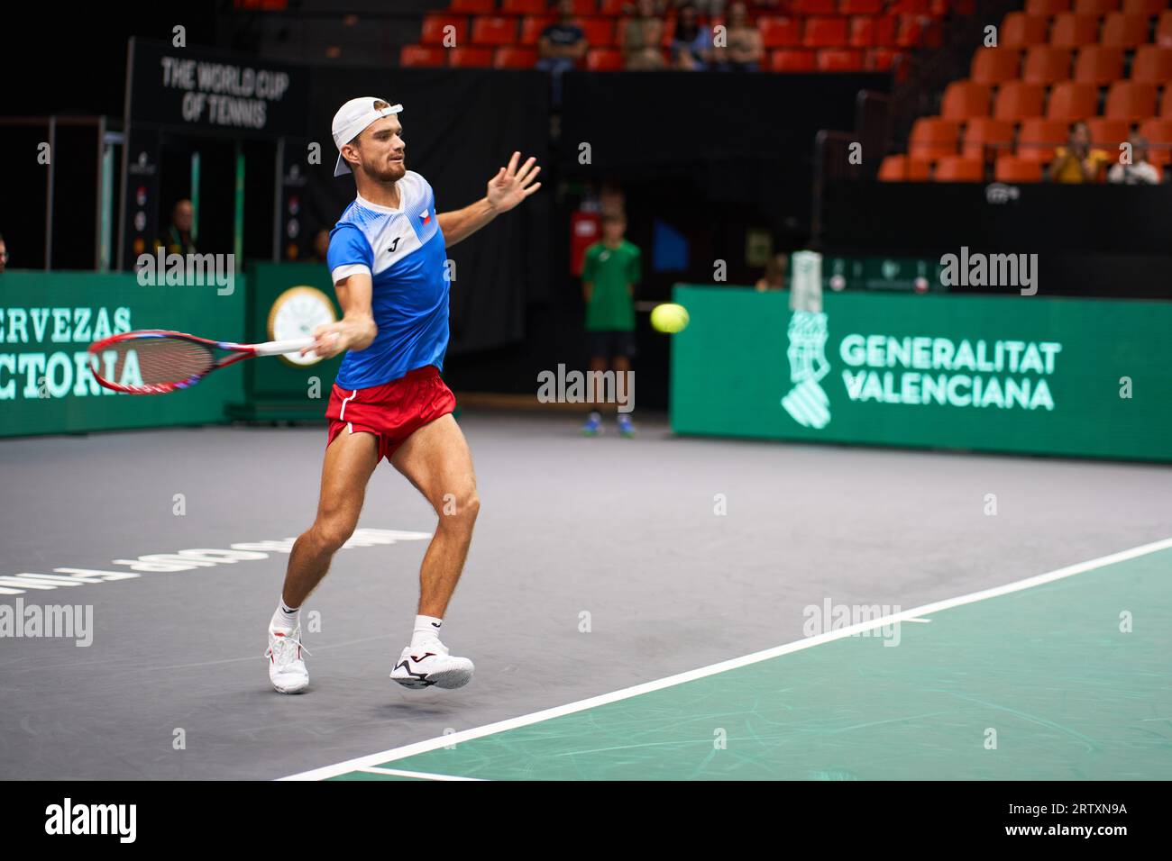 Tomas Machac of Czech Republic in action during the Valencia Davis Cup ...