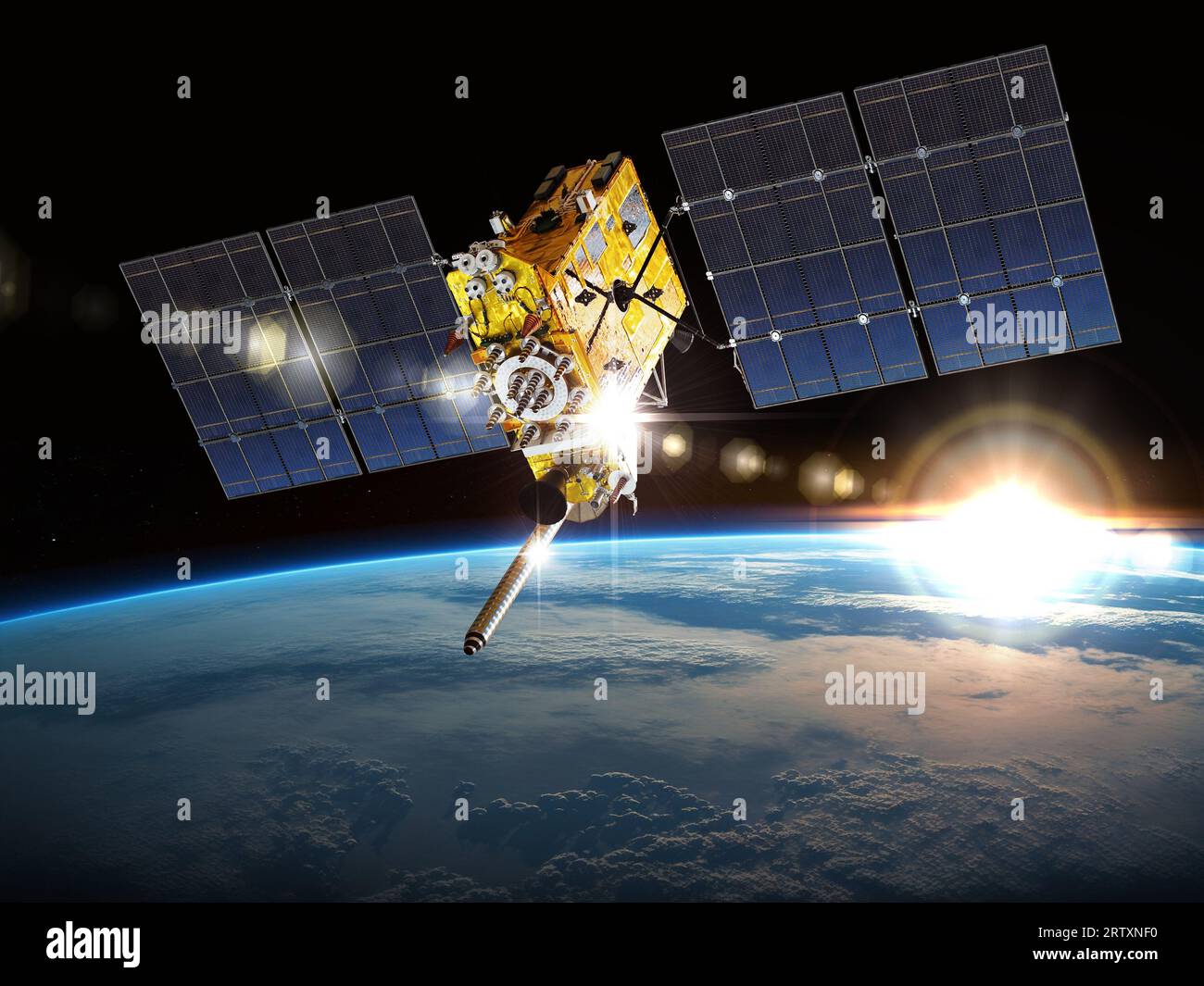 Solar System Satellite 3d Rendering