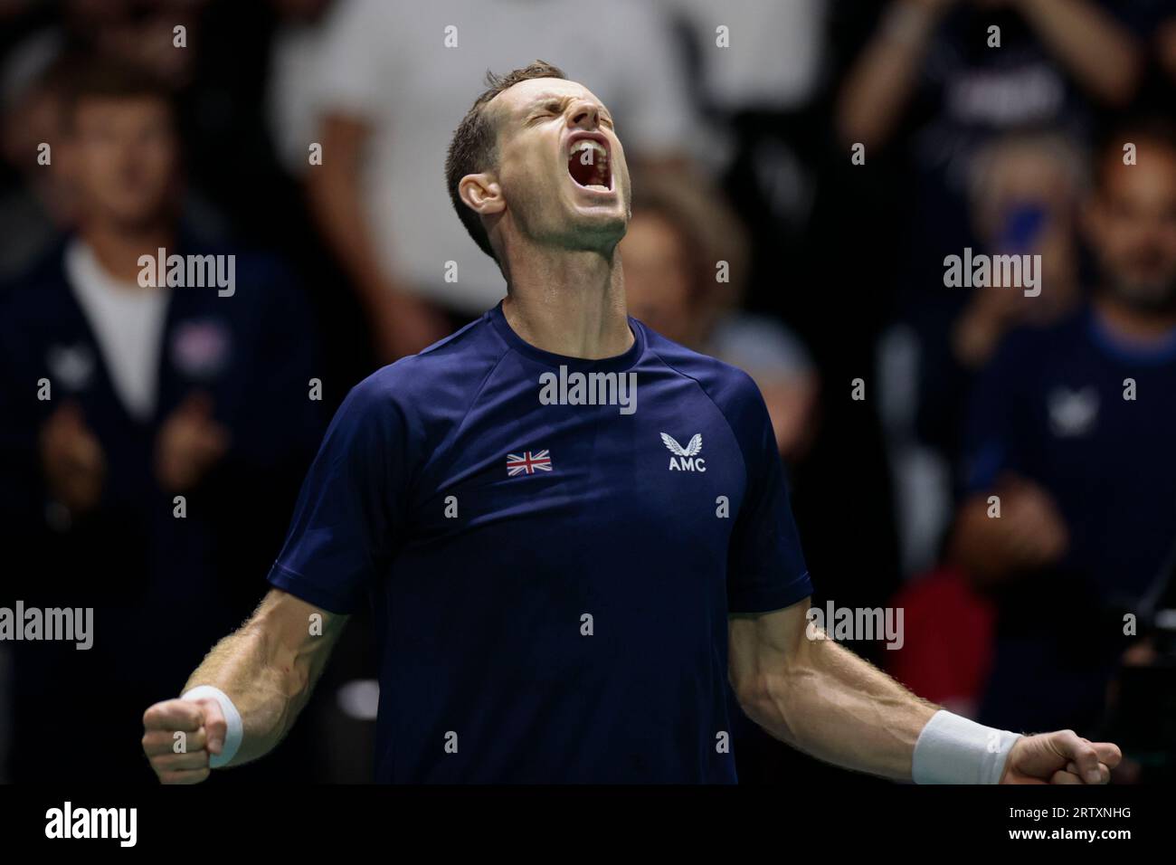 Andy Murray (GBR) celebrates winning his game against Leandro Riedi ...