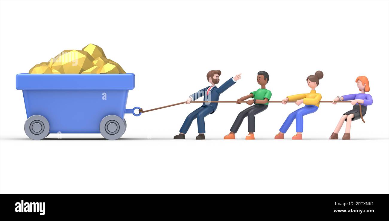 3D illustration of cartoon characters business concept.People are in ...