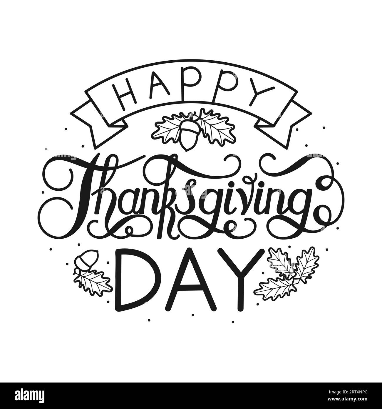 Happy Thanksgiving black and white lettering Stock Vector Image & Art - Alamy