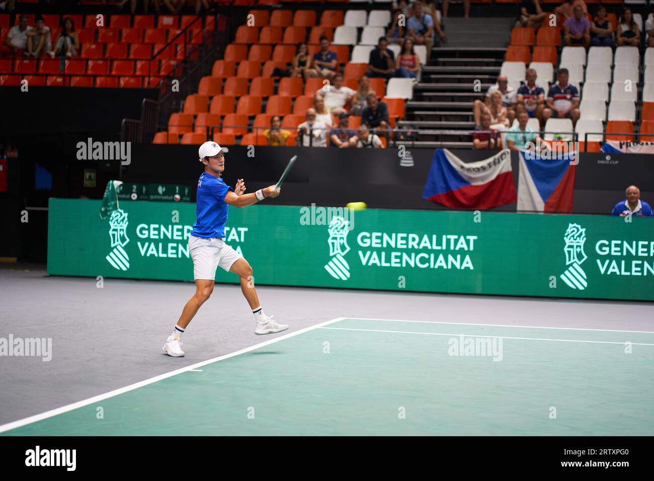 Soonwoo Kwon of Korea Republic in action during the Valencia Davis Cup ...