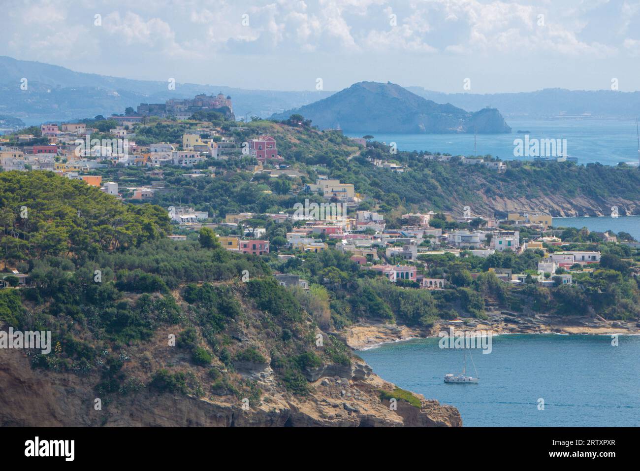 Landscape of Procida island from the so called table of king at Vivara ...