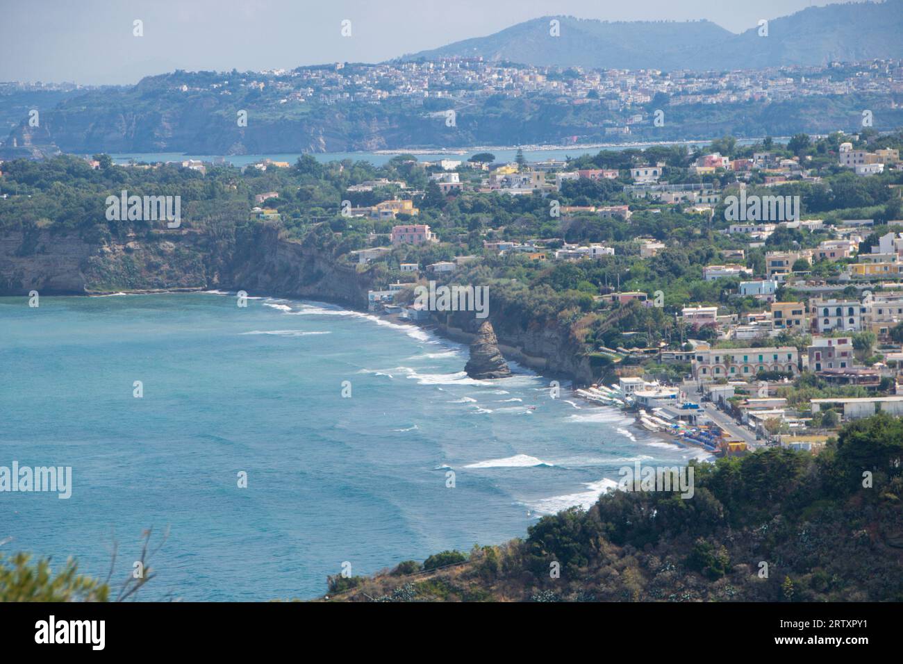 Landscape of Procida island from the so called table of king at Vivara ...