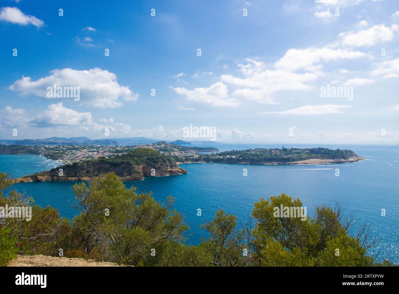 Landscape of Procida island from the so called table of king at Vivara ...
