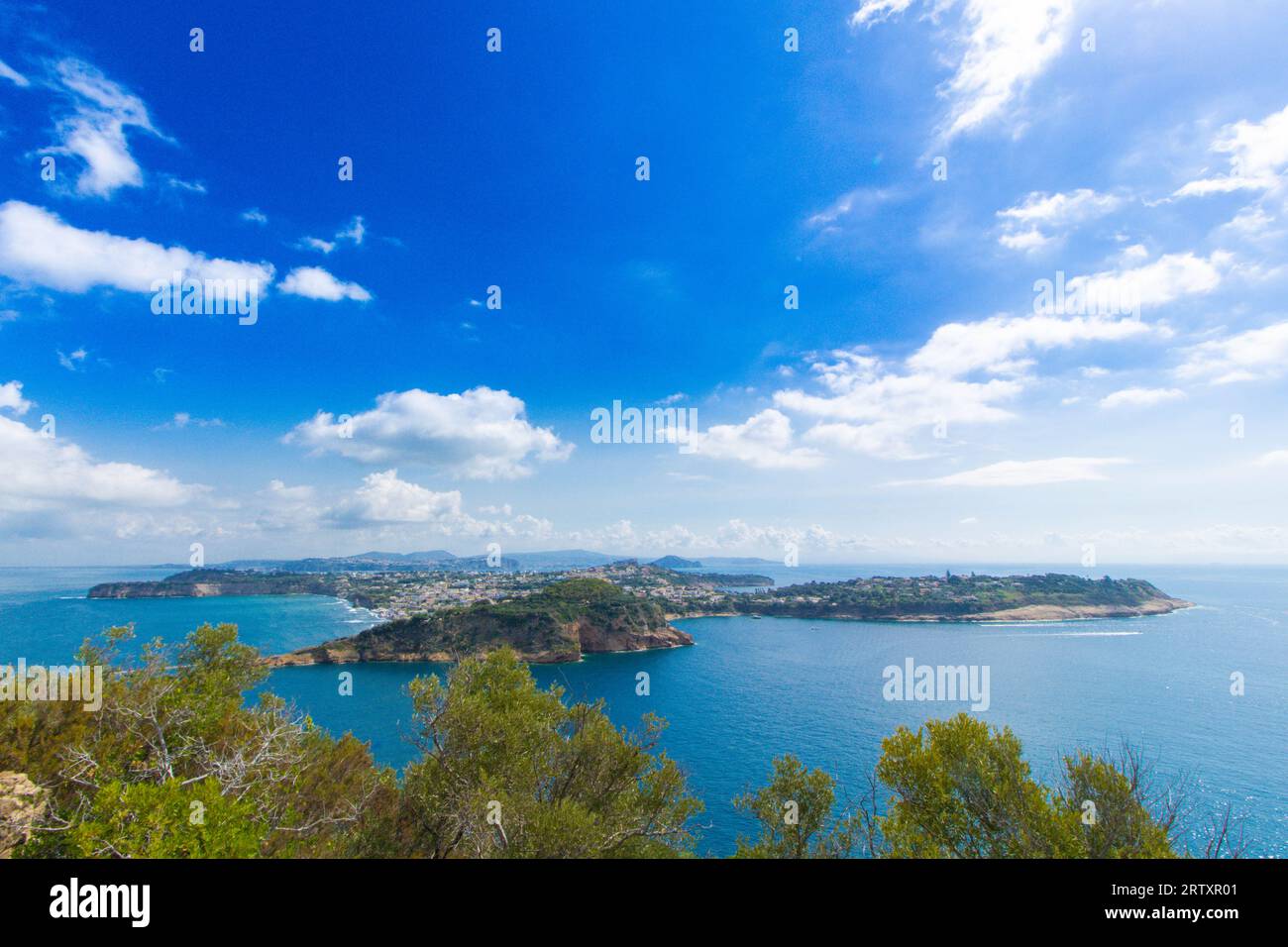 Landscape of Procida island from the so called table of king at Vivara ...