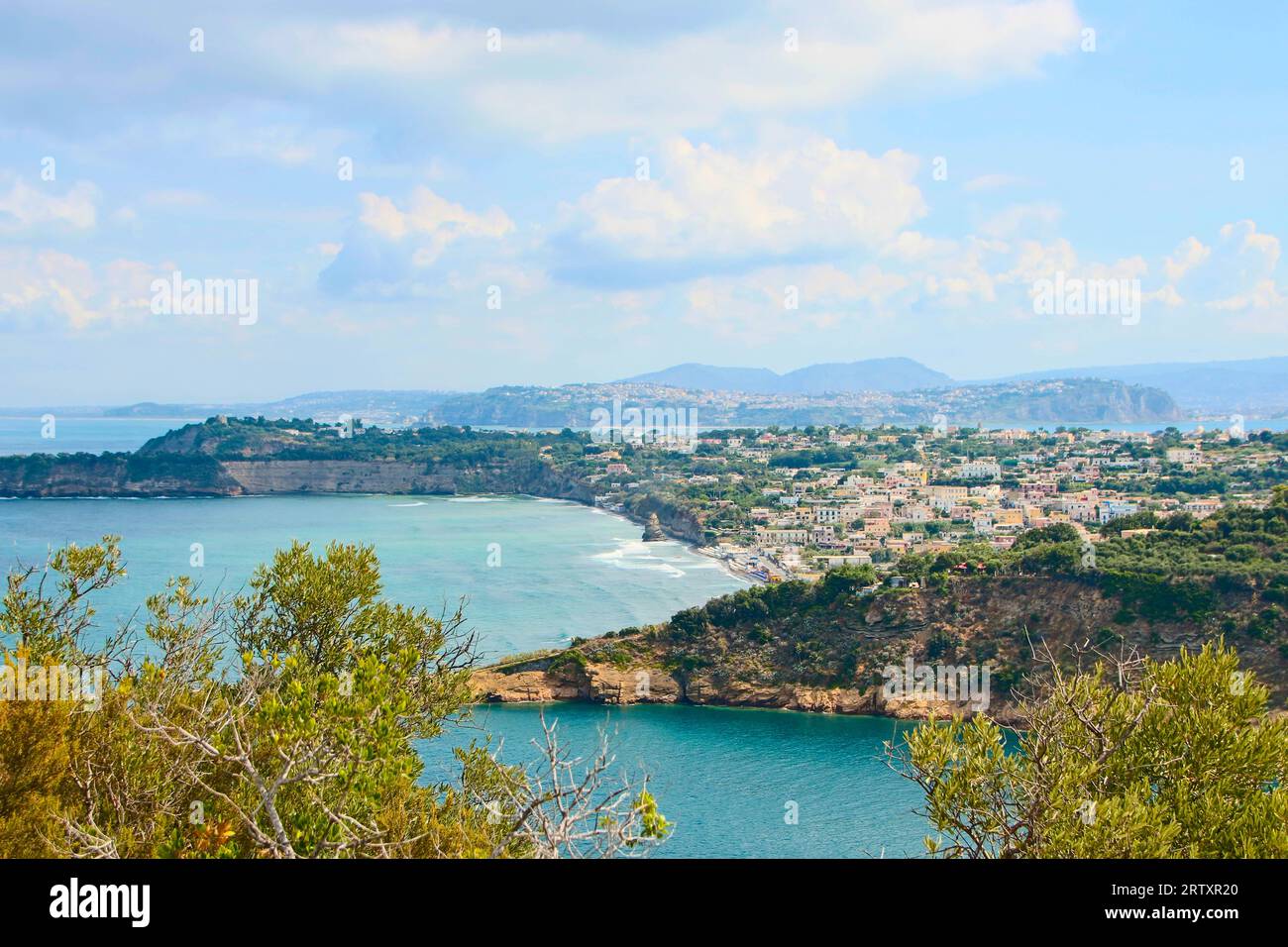 Landscape of Procida island from the so called table of king at Vivara ...