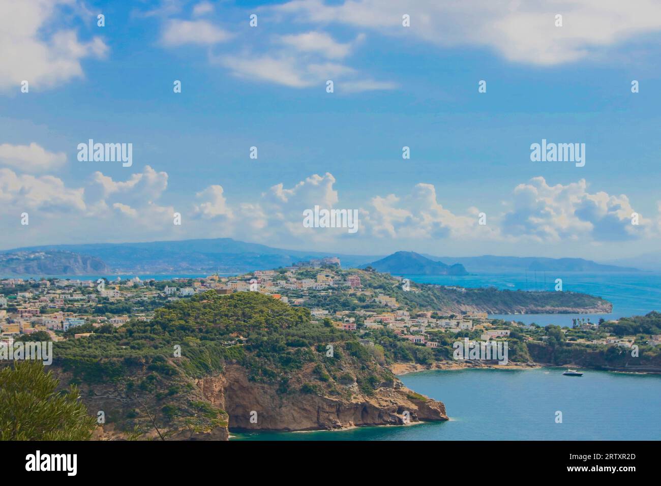 Landscape of Procida island from the so called table of king at Vivara ...