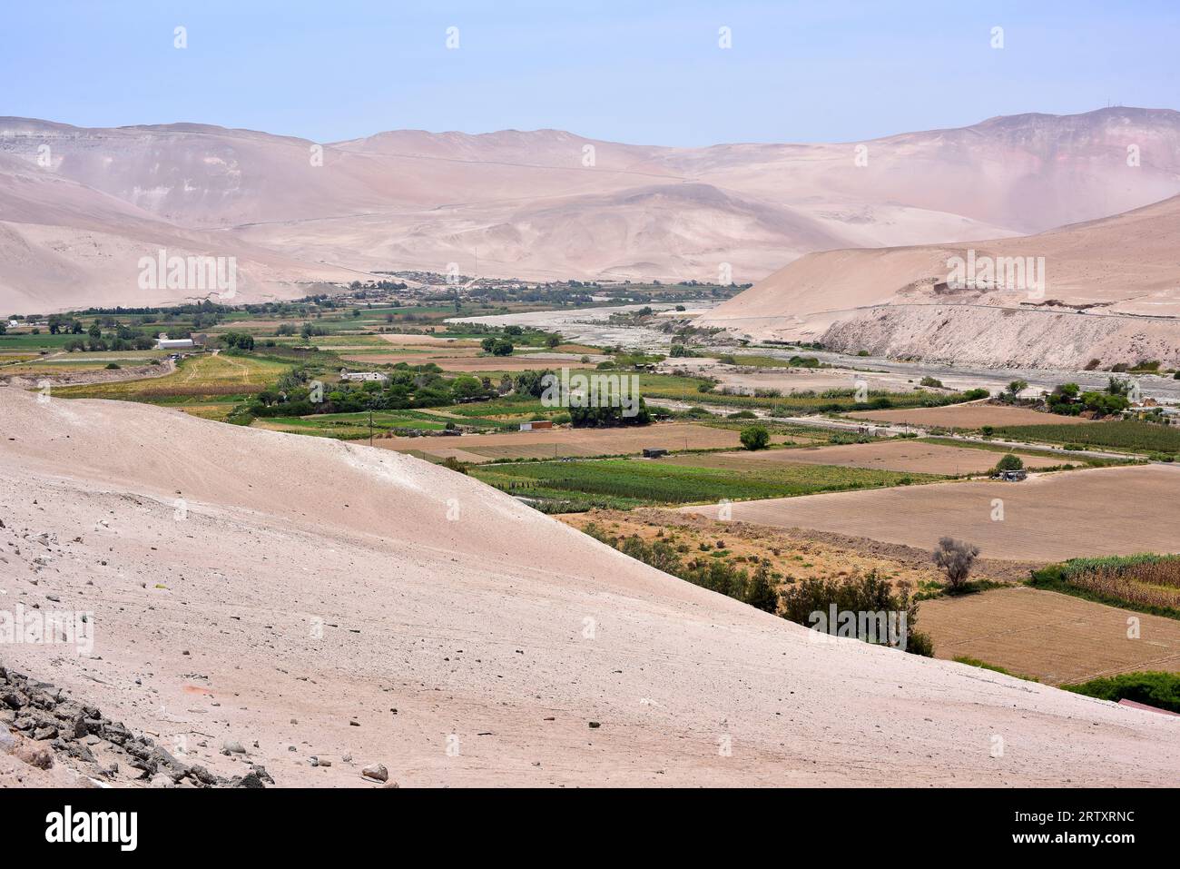 Lluta valley, river and farmlands. Arica, Norte Grande de Chile, Region ...