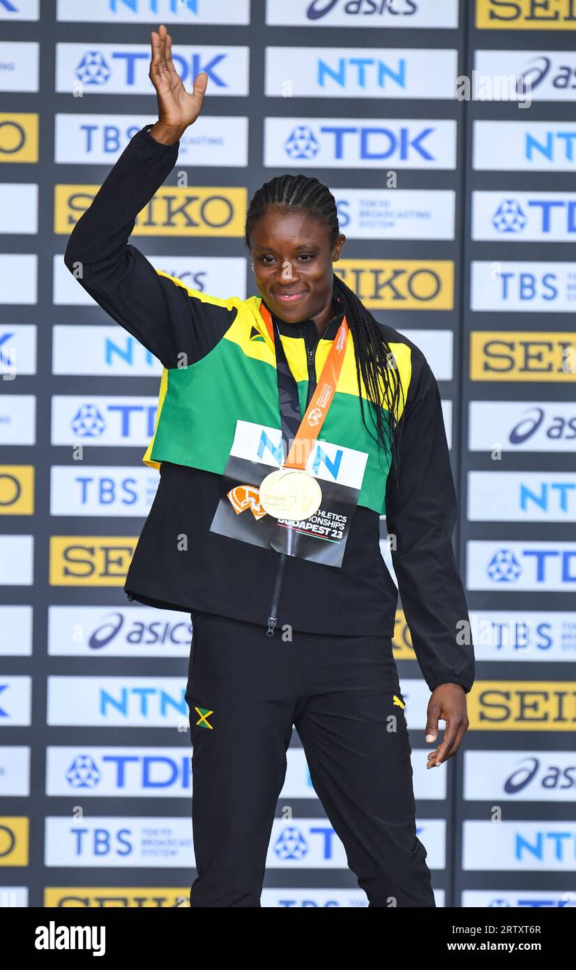 Danielle Williams of Jamaica gold medal ceremony for 100m hurdles on ...