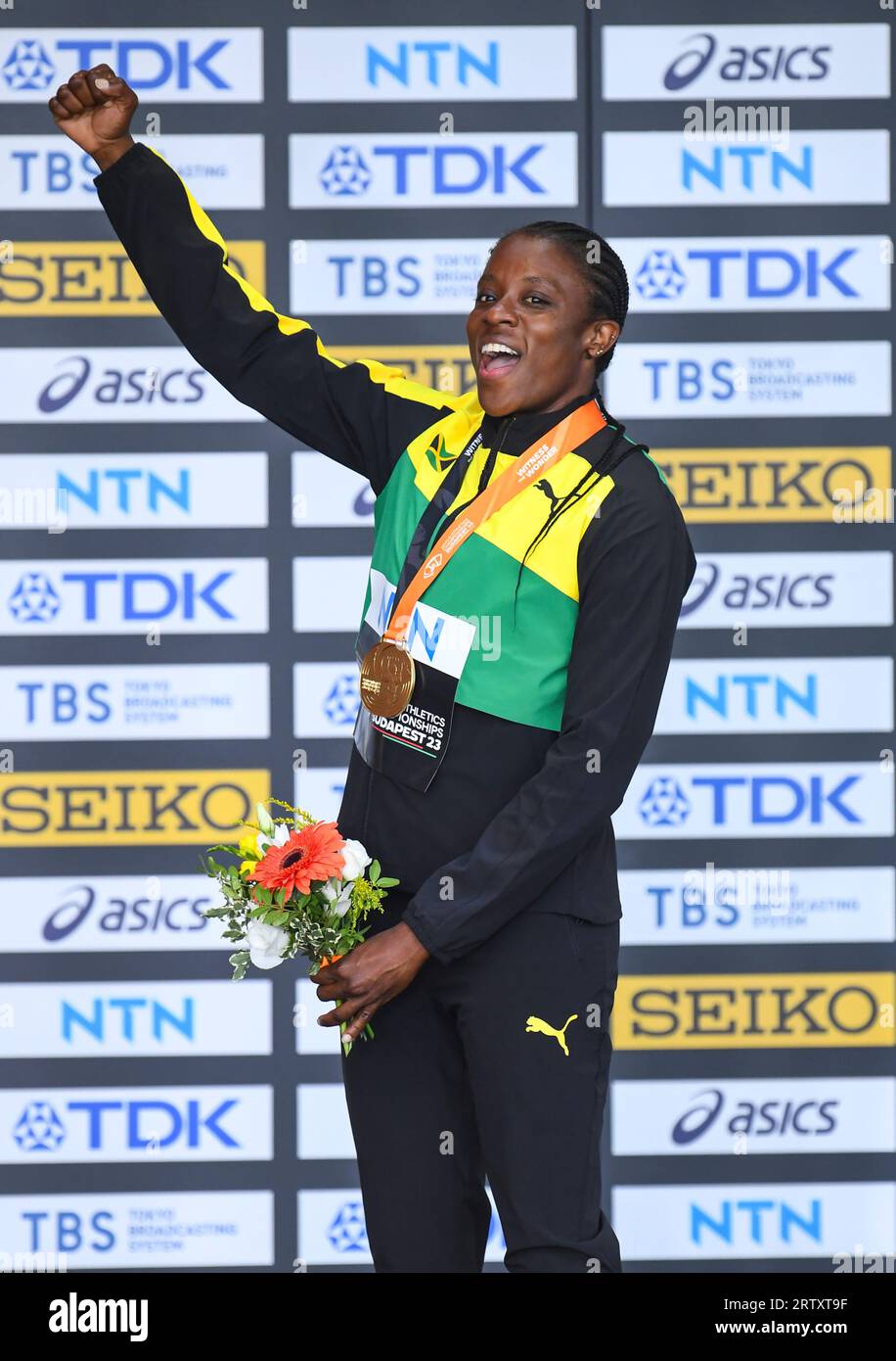 Danielle Williams of Jamaica gold medal ceremony for 100m hurdles on ...
