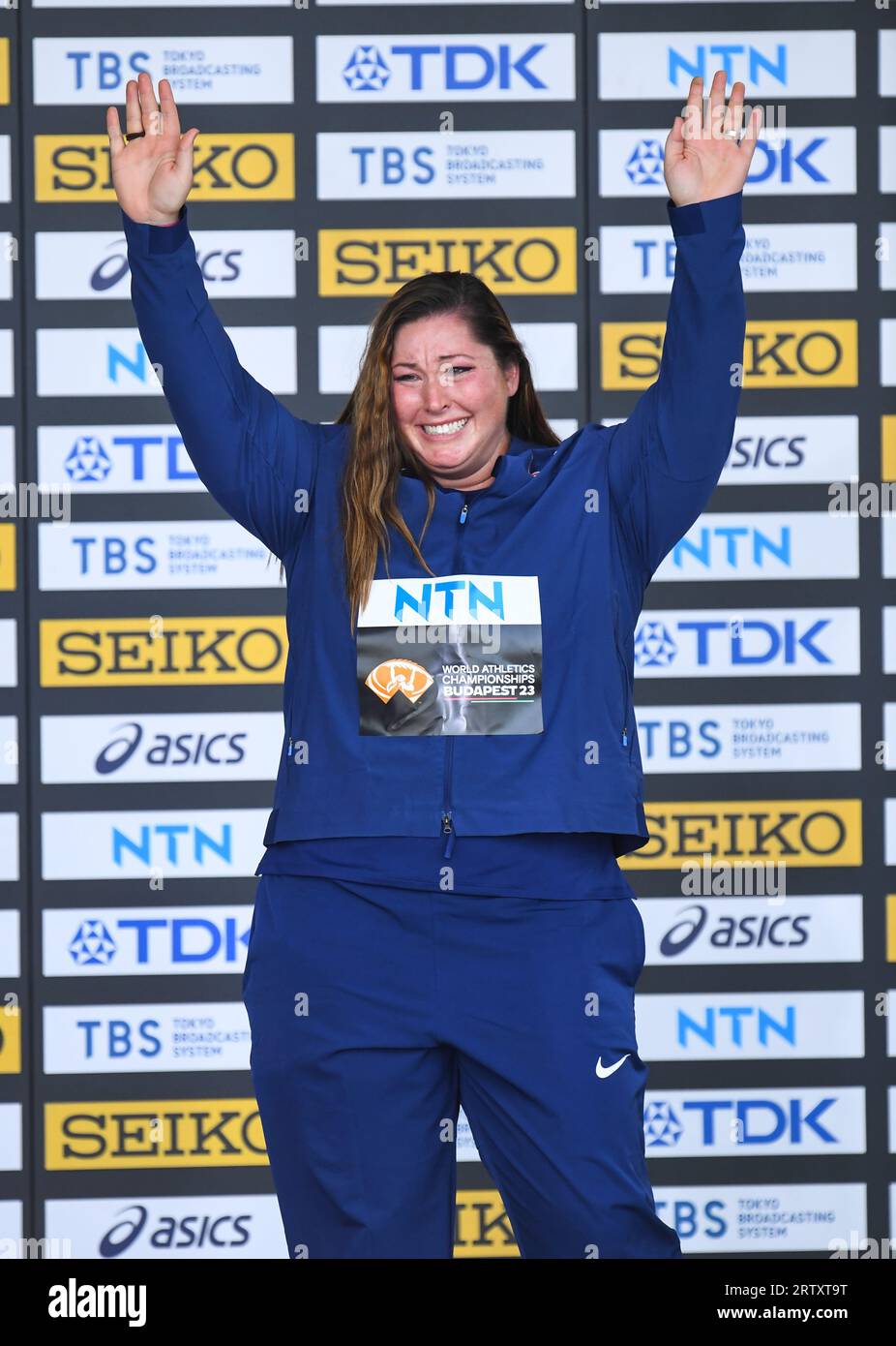 DeAnna Price of the USA celebrates while recieving her bronze medal for ...