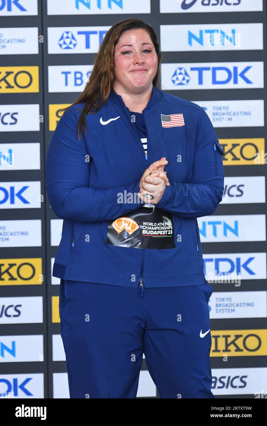 DeAnna Price of the USA has a cry while recieving her bronze medal for ...