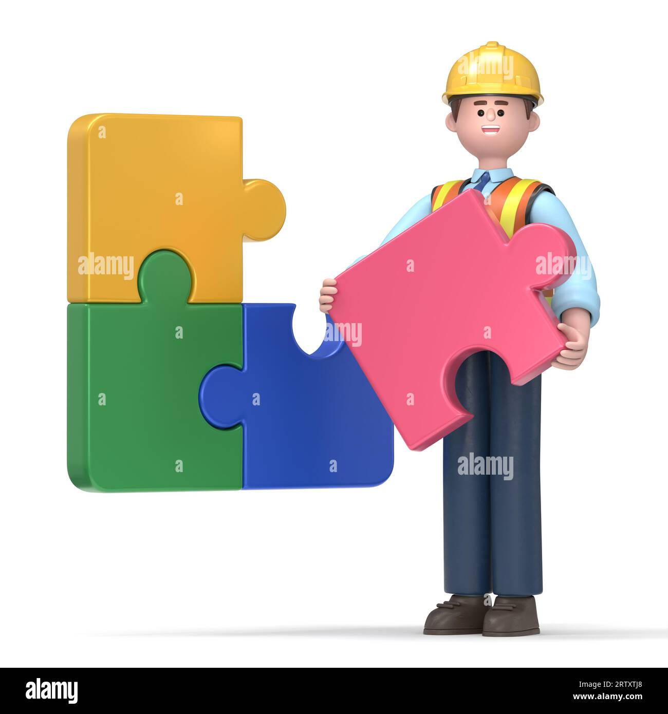 3D illustration of cartoon characters business concept.People are in ...