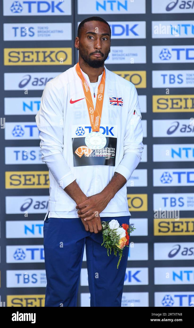 Matthew Hudson-Smith of GB & NI silver medal ceremony for 400m final on ...