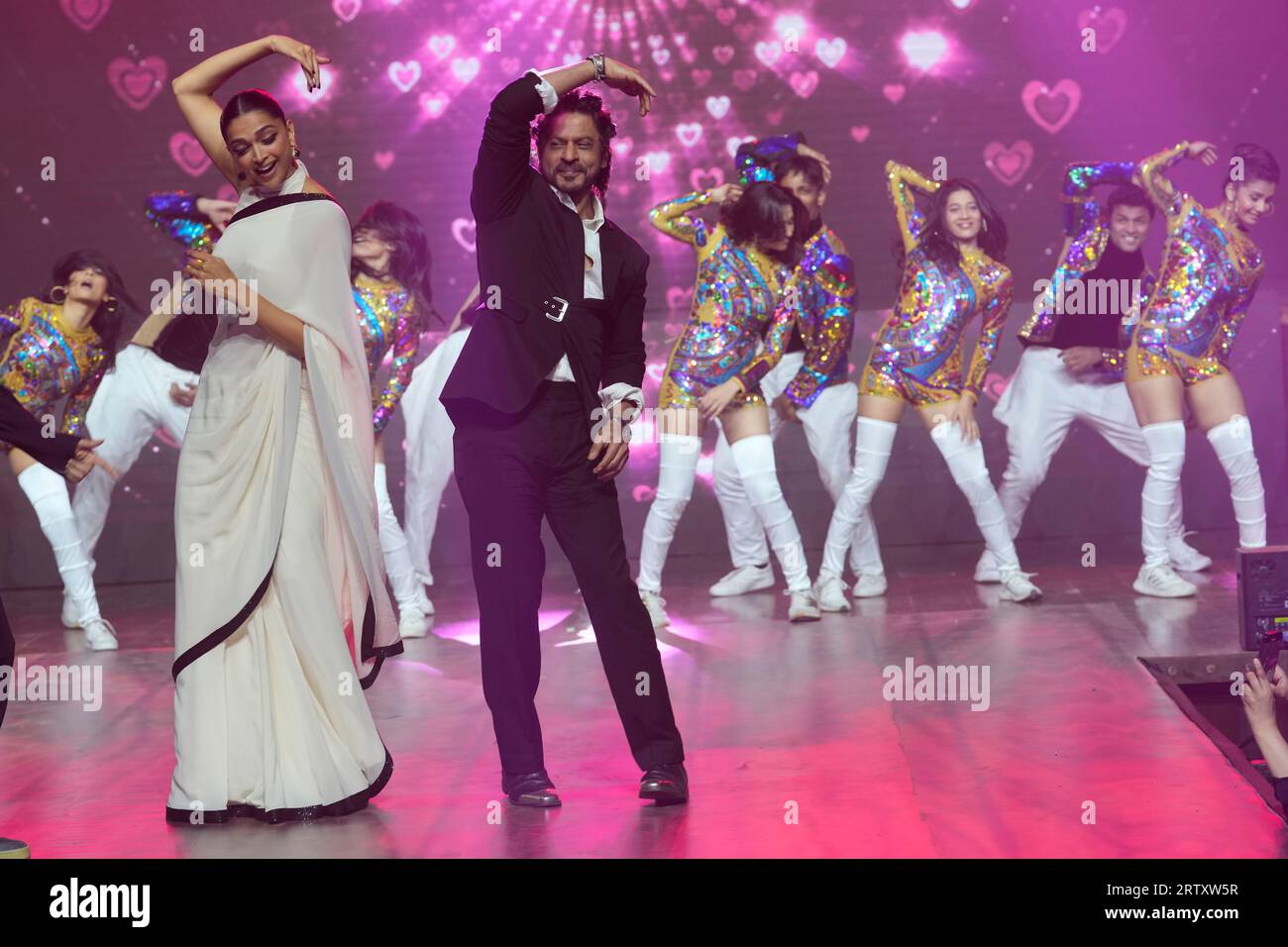 Bollywood actors Deepika Padukone, left, and Shah Rukh Khan, right ...