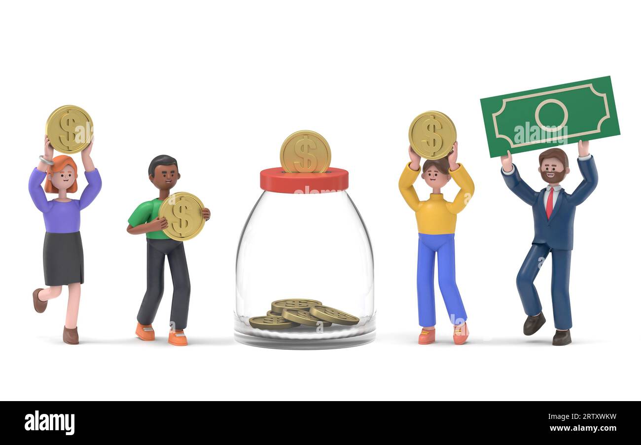 3D illustration of cartoon characters business concept.People are in ...