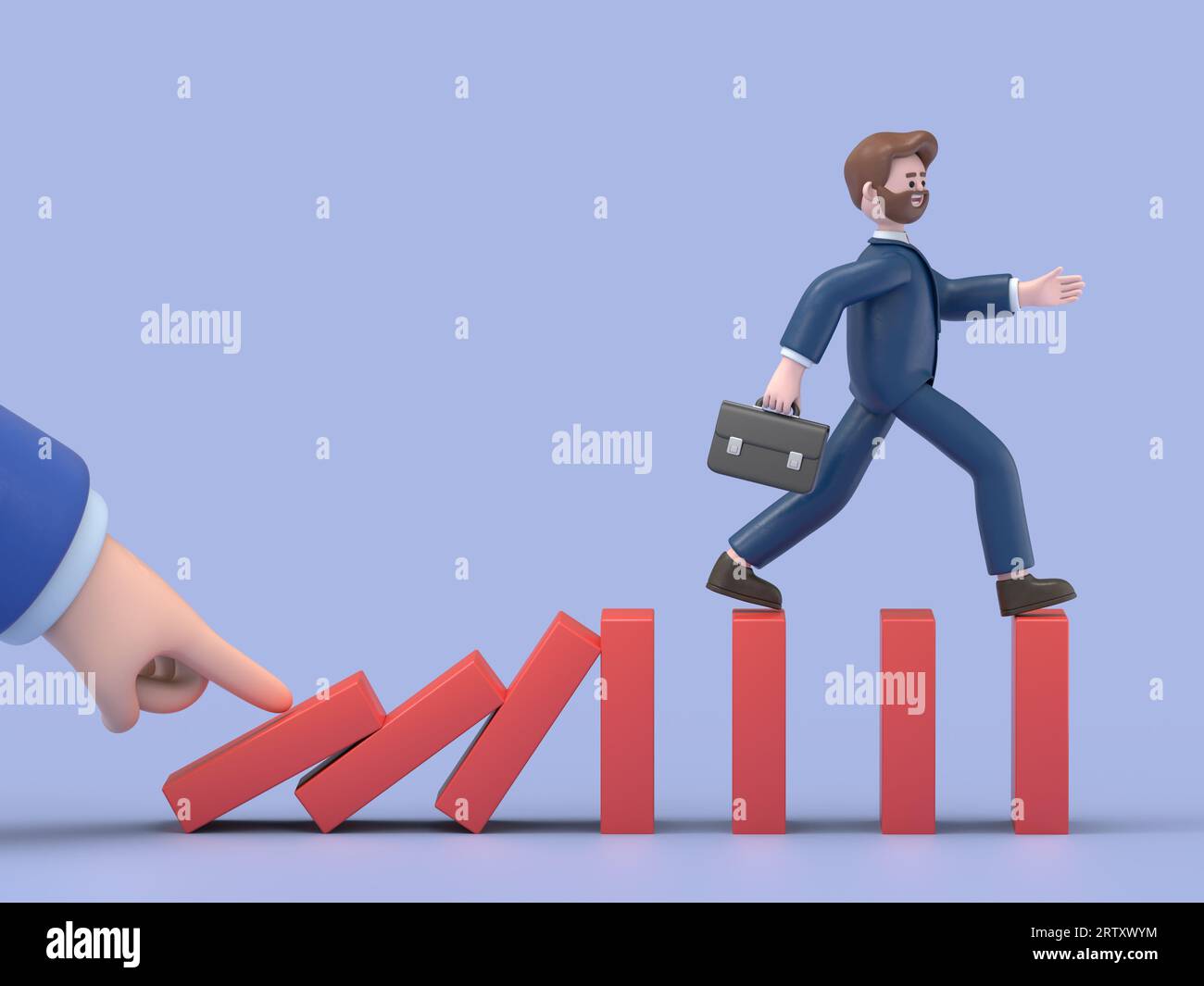 3D illustration of cartoon characters business concept.People are in ...