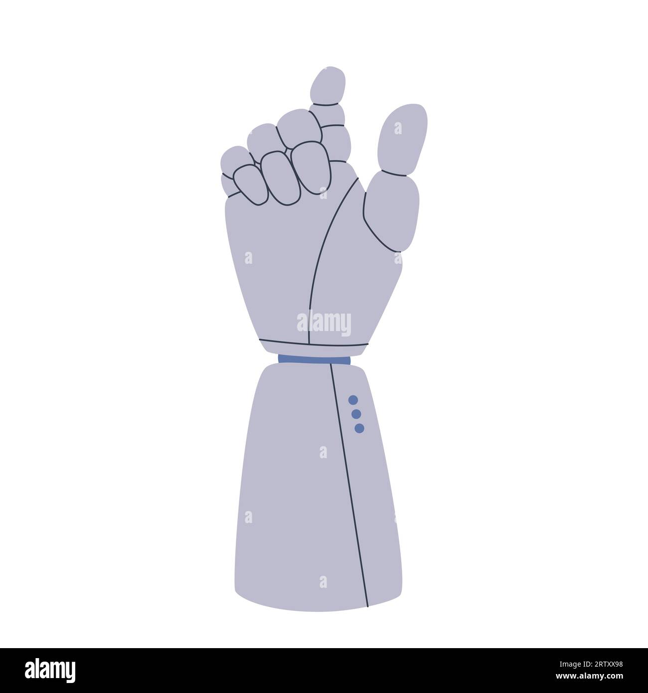 Cyborg or robot hand. Mechanical palm with fingers. Vector flat ...