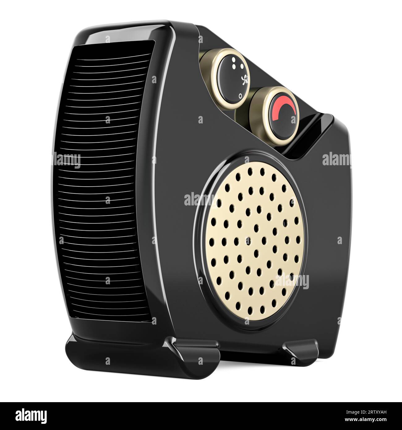 Electric Fan Heater, black color. 3D rendering isolated on white ...