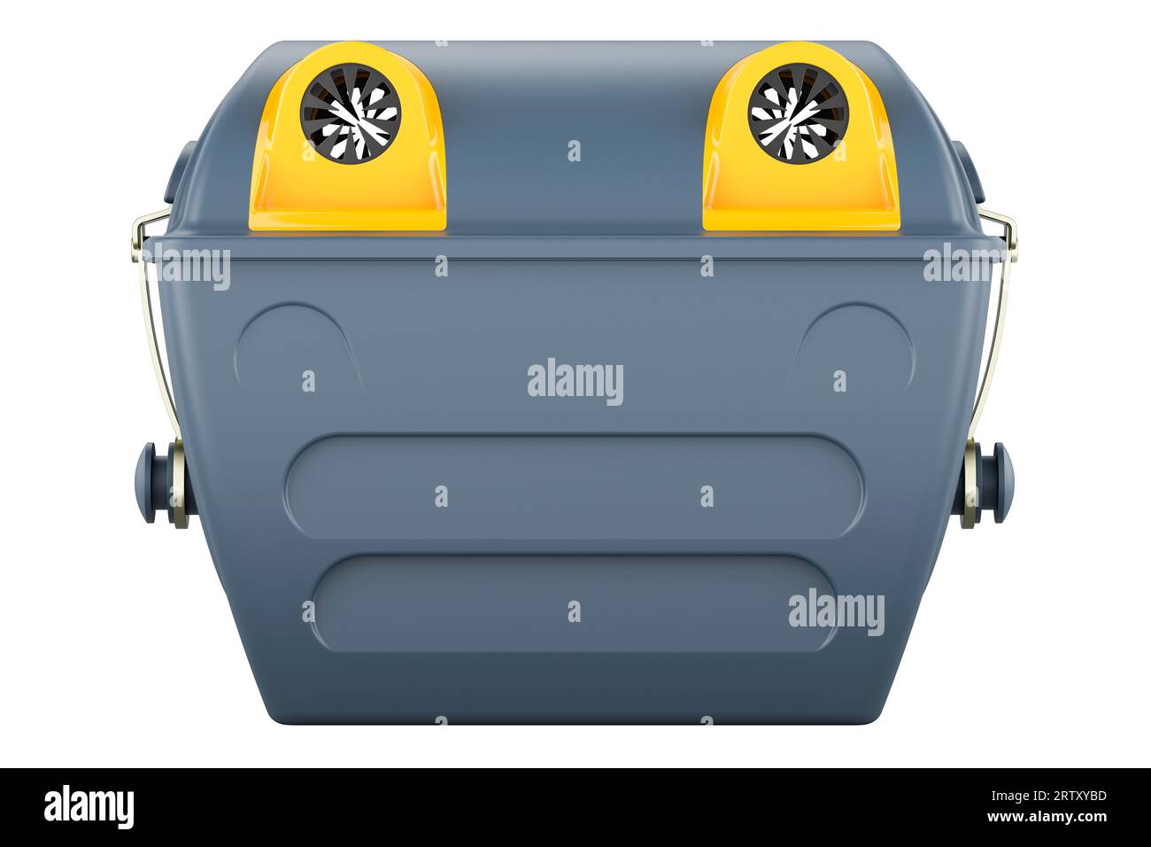 Outdoor plastic garbage container, front view. 3D rendering isolated on ...