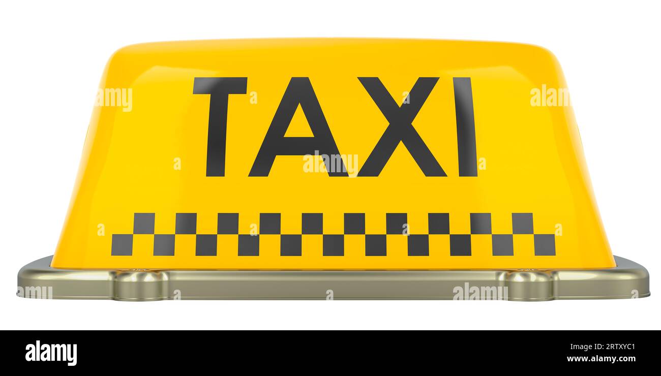Taxi car signboard, 3D rendering isolated on white background Stock ...