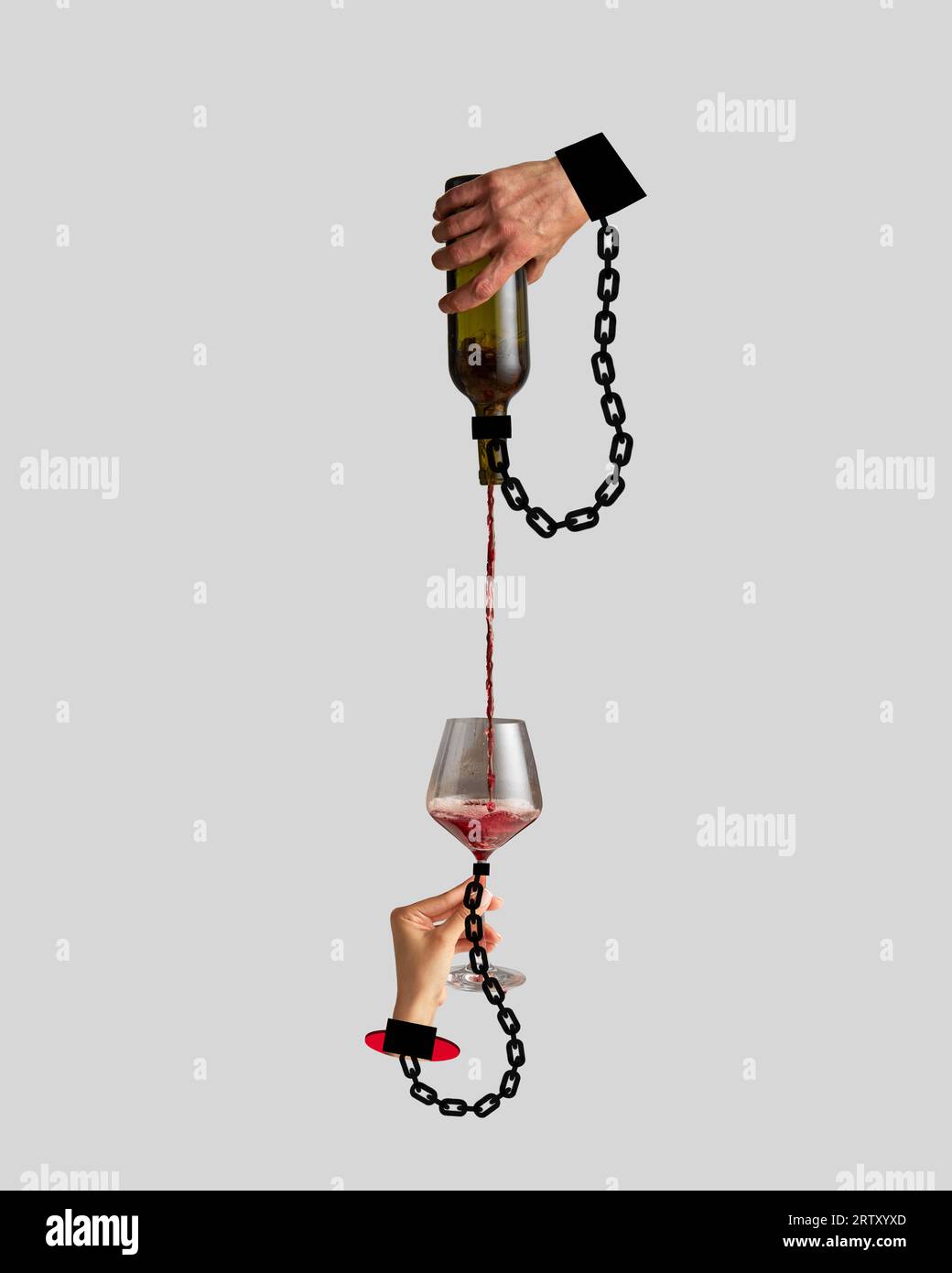 Male hand chain connected wine hi-res stock photography and images - Alamy