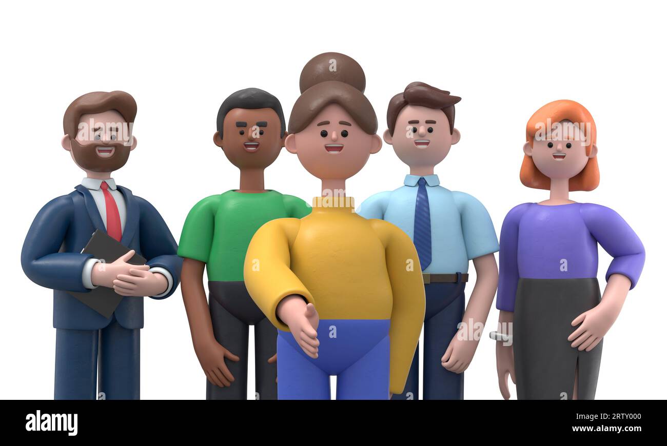 3D illustration of cartoon characters business concept.People are in ...