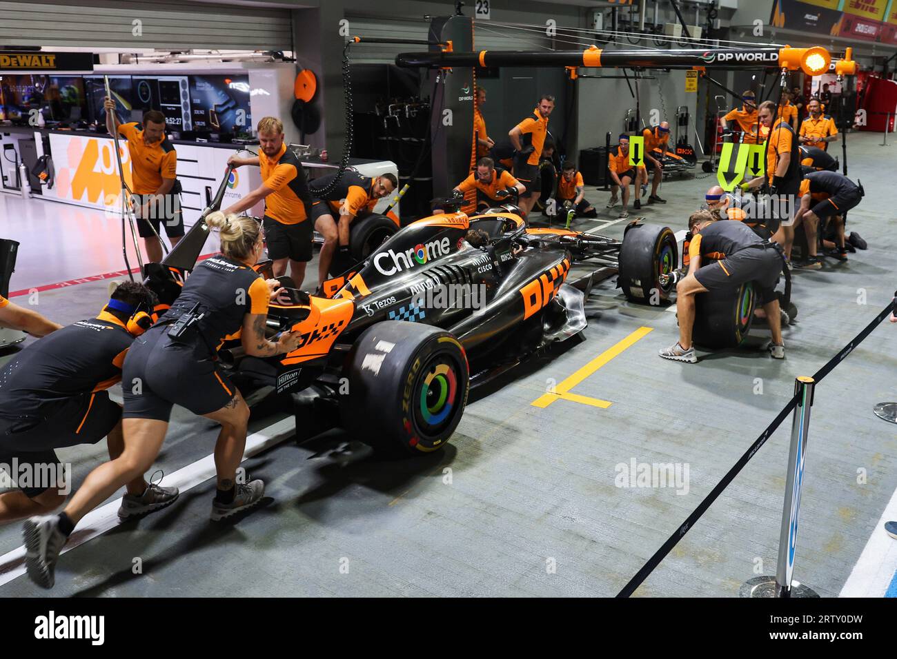 Singapore, Singapore. 14th Sep, 2023. McLaren F1 Team during pit stop training, F1 Grand Prix of ...
