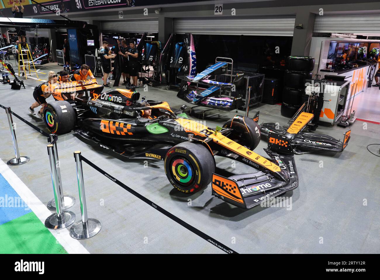 Singapore, Singapore. 14th Sep, 2023. McLaren F1 Team during pit stop ...