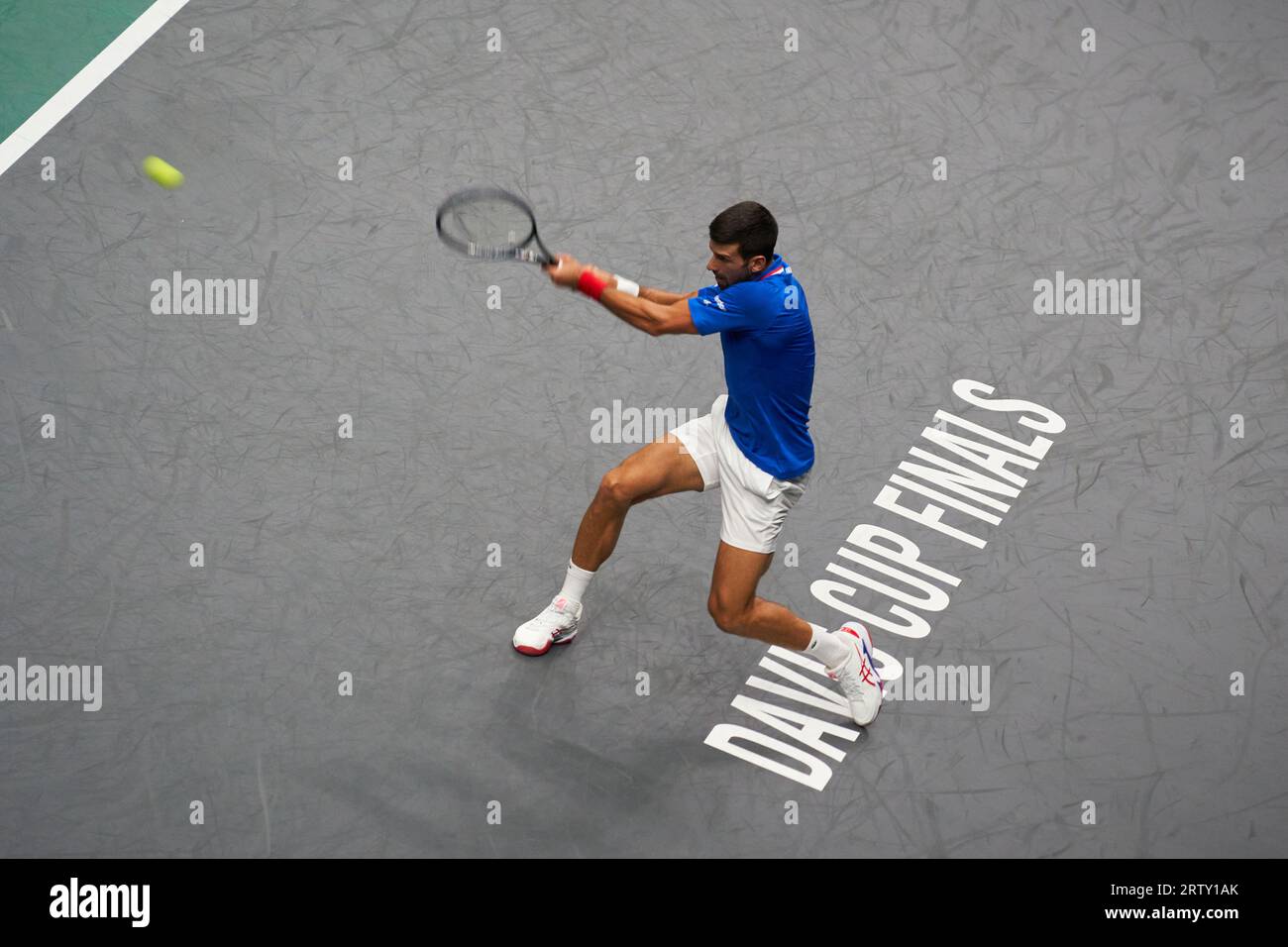 Novak Djokovic of Serbia in action during the Valencia Davis Cup Finals ...