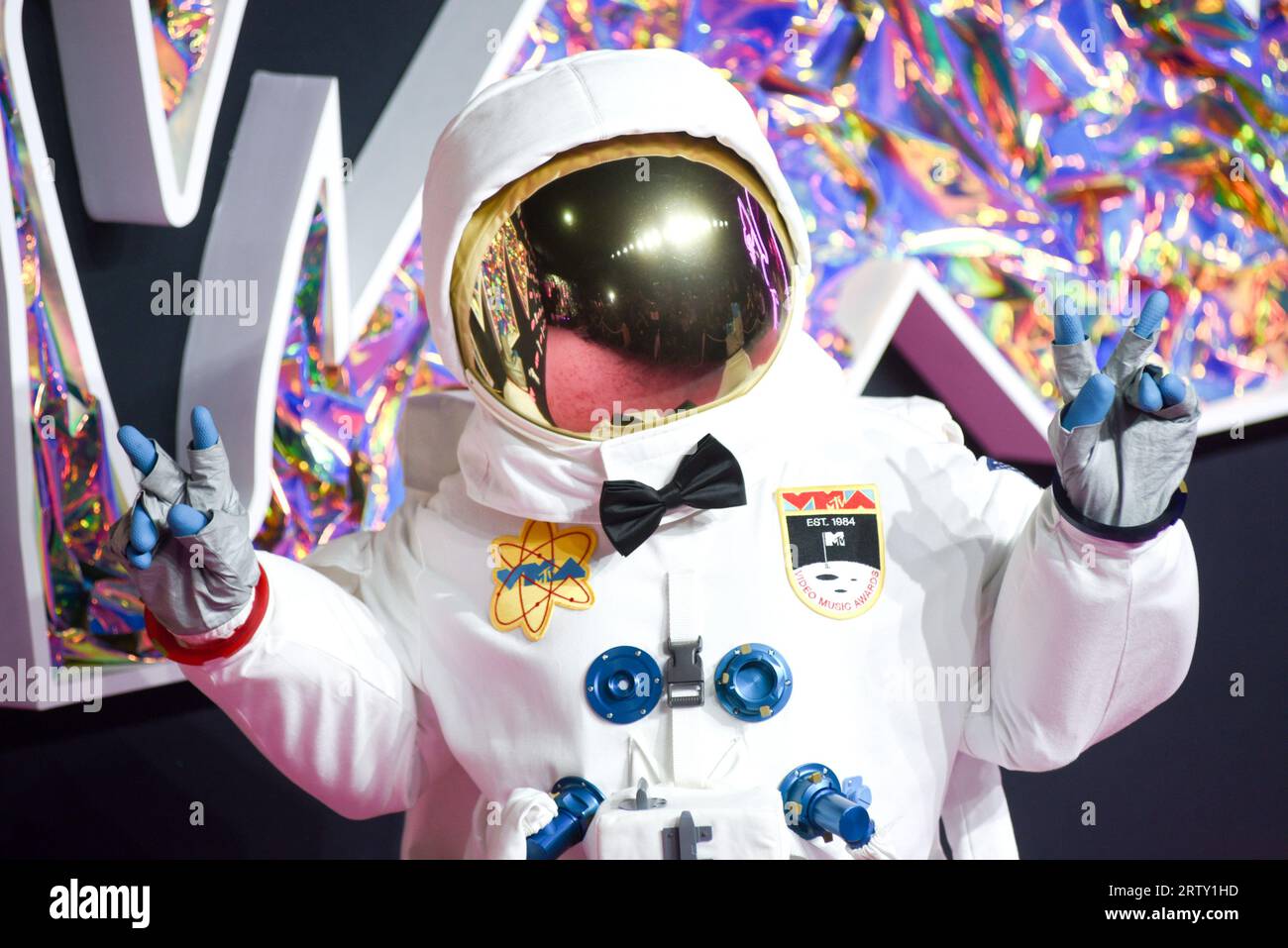 New Jersey, USA. 12th Sep, 2023. MTV Moonman walking on the red carpet ...