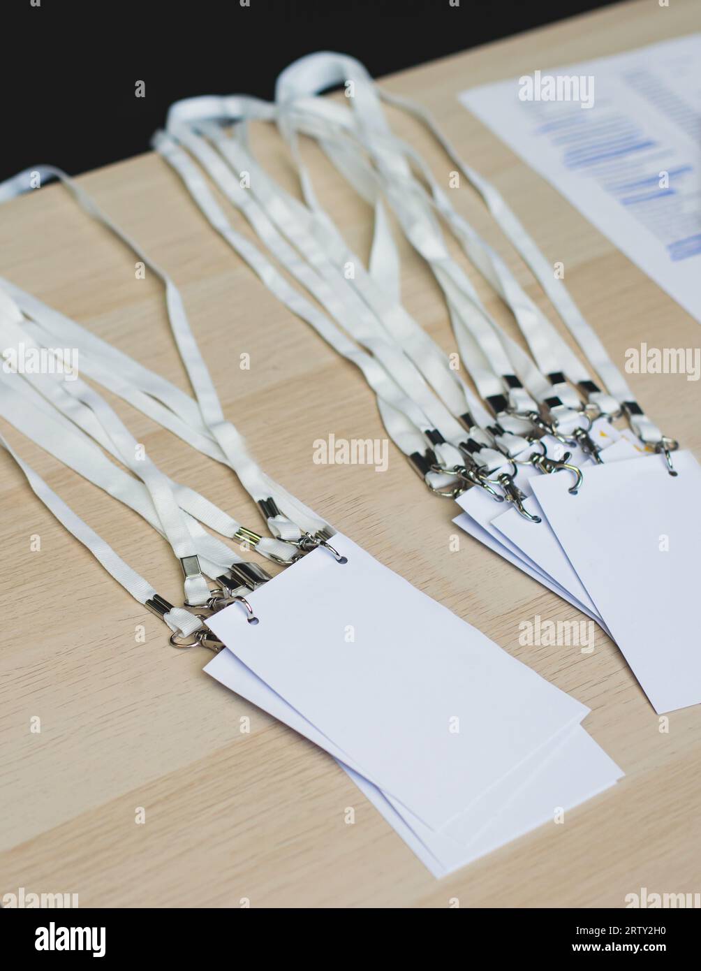 Registration desk table, process of checking in on a conference ...