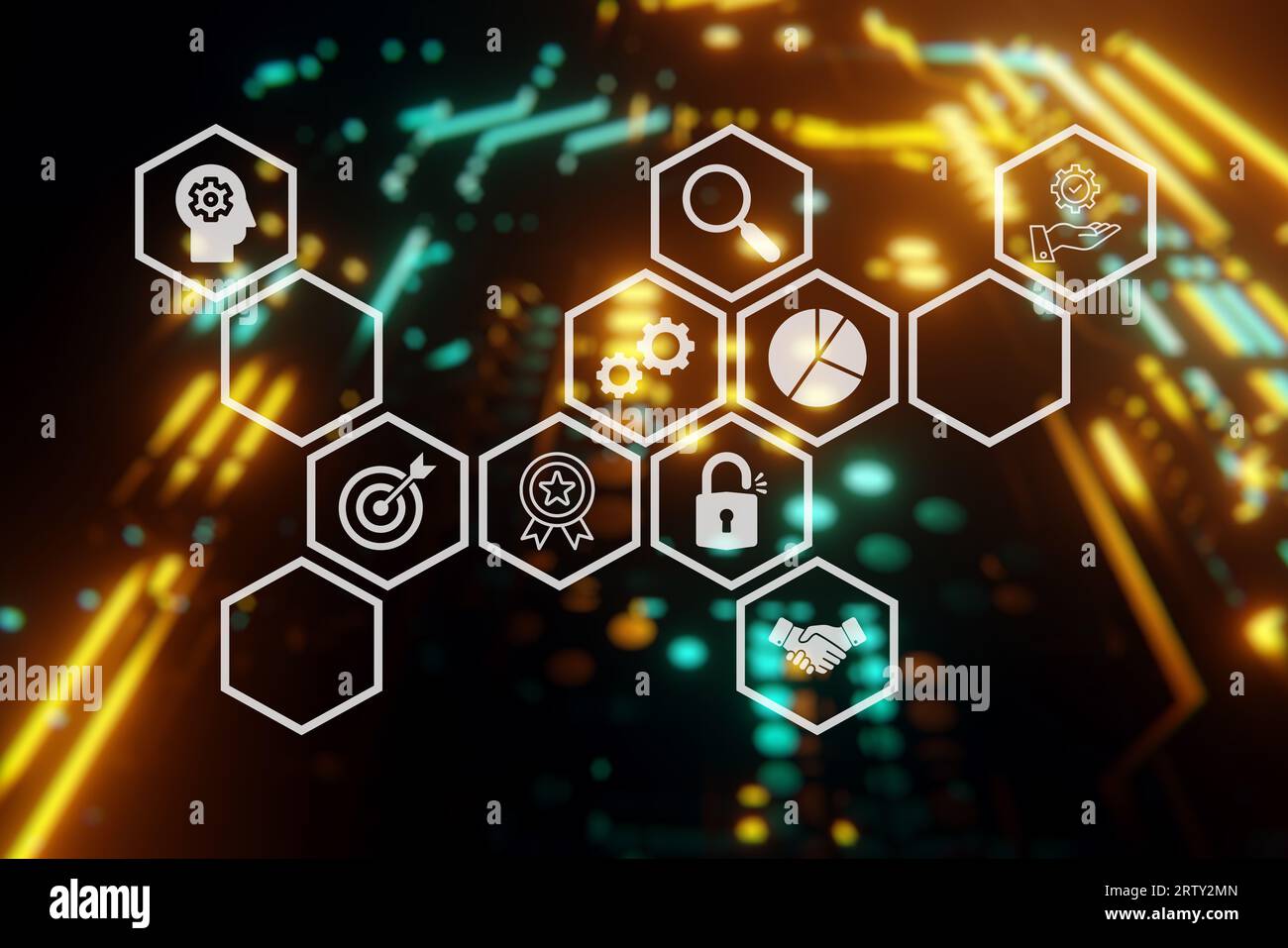 Shot of a Working Data Center With Rows of Rack Servers Connected with ...