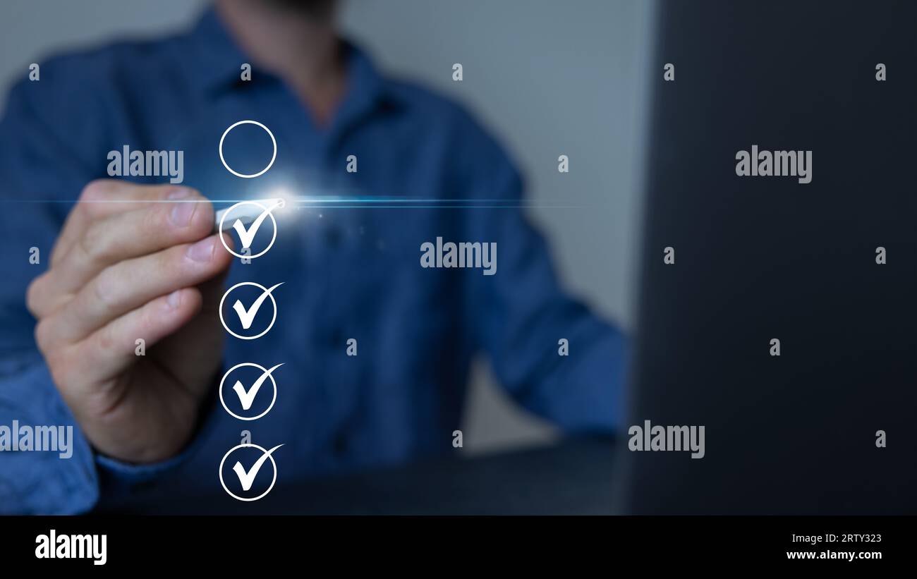 Customer service and Satisfaction concept, Business people touching the ...