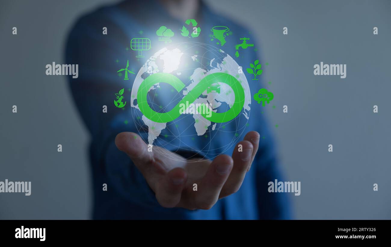 The circular economy icon on nature background in The concept circular ...