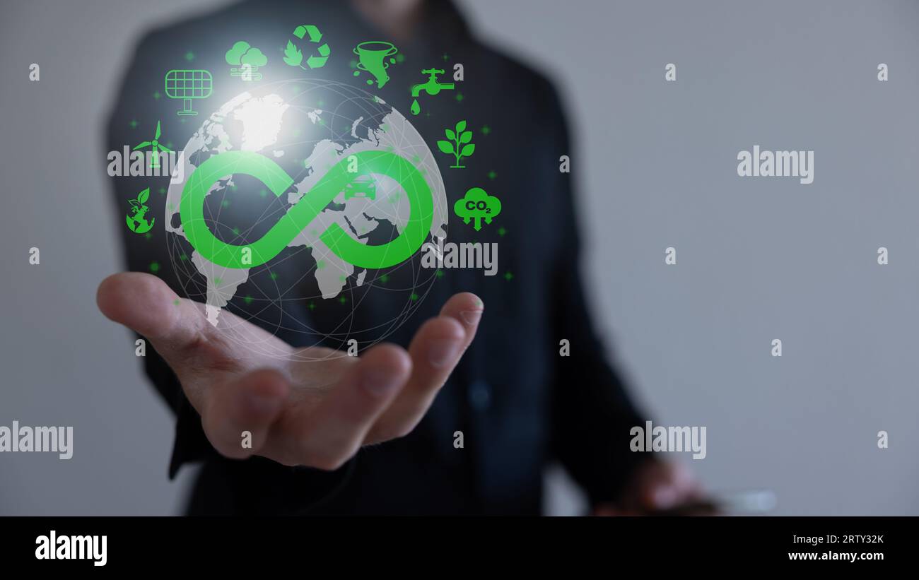 The circular economy icon on nature background in The concept circular ...