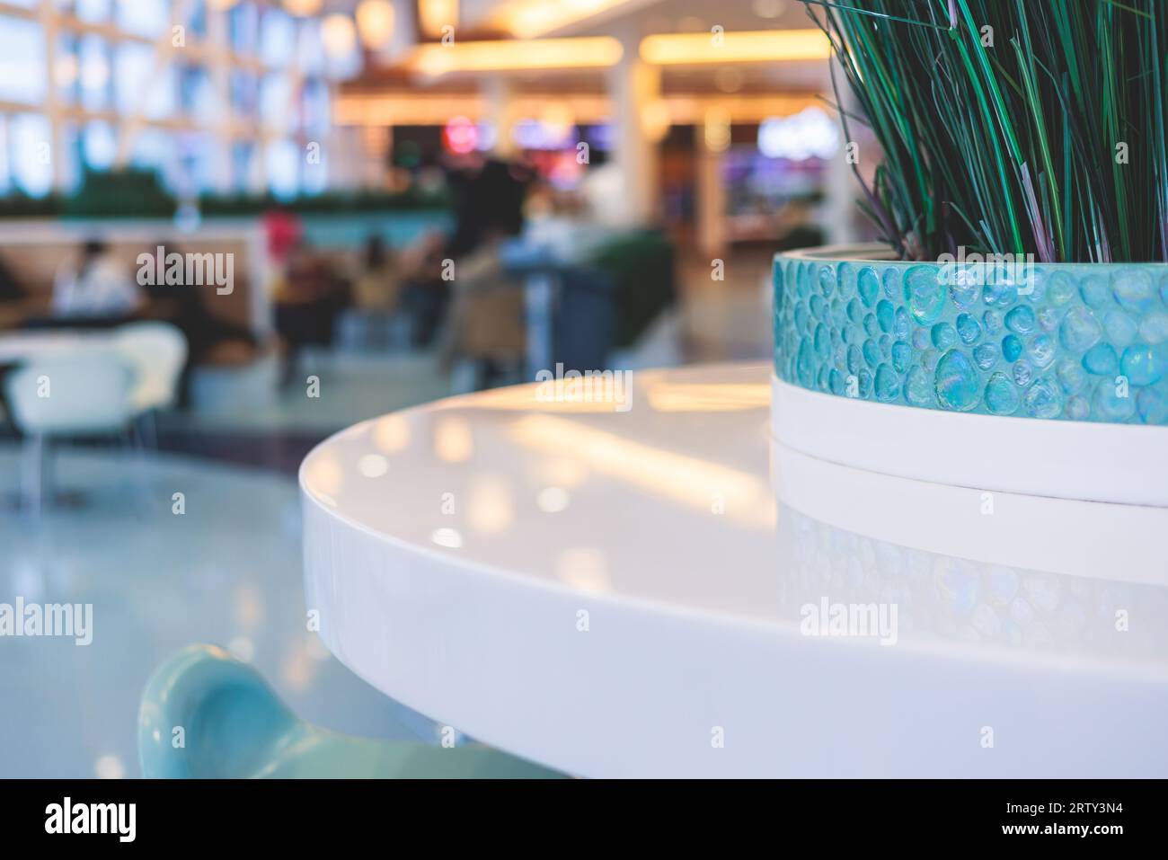 View of food court food hall interior in the big modern shopping mall ...