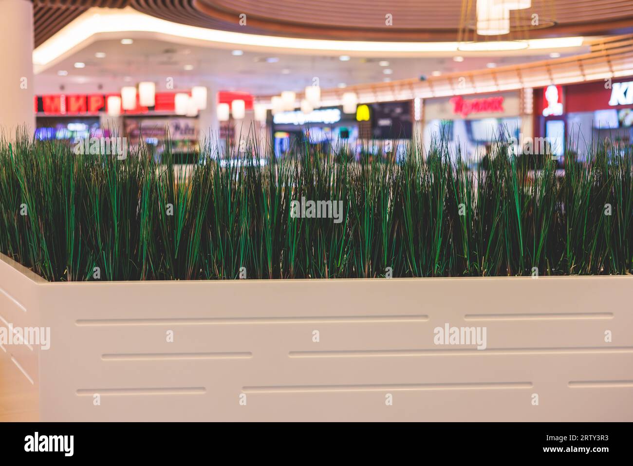 View of food court food hall interior in the big modern shopping mall ...