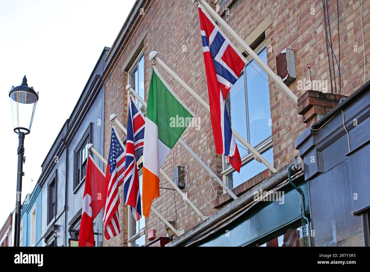 Many World Flags in a Row at Old Building in London International ...